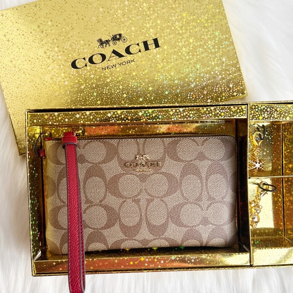 Coach | Bags | Nwt Coach Signature Clutch Wristlet With Charms In A ...